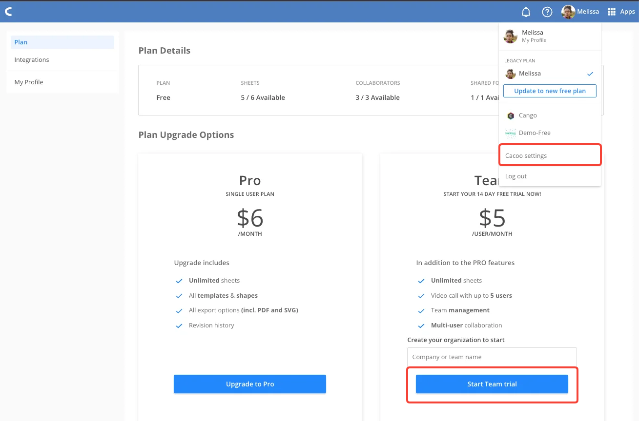 Cacoo 101: Single-user plans – FAQs & Technical Support | Nulab