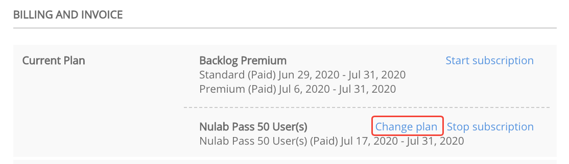 How to change your plan – FAQs & Technical Support | Nulab