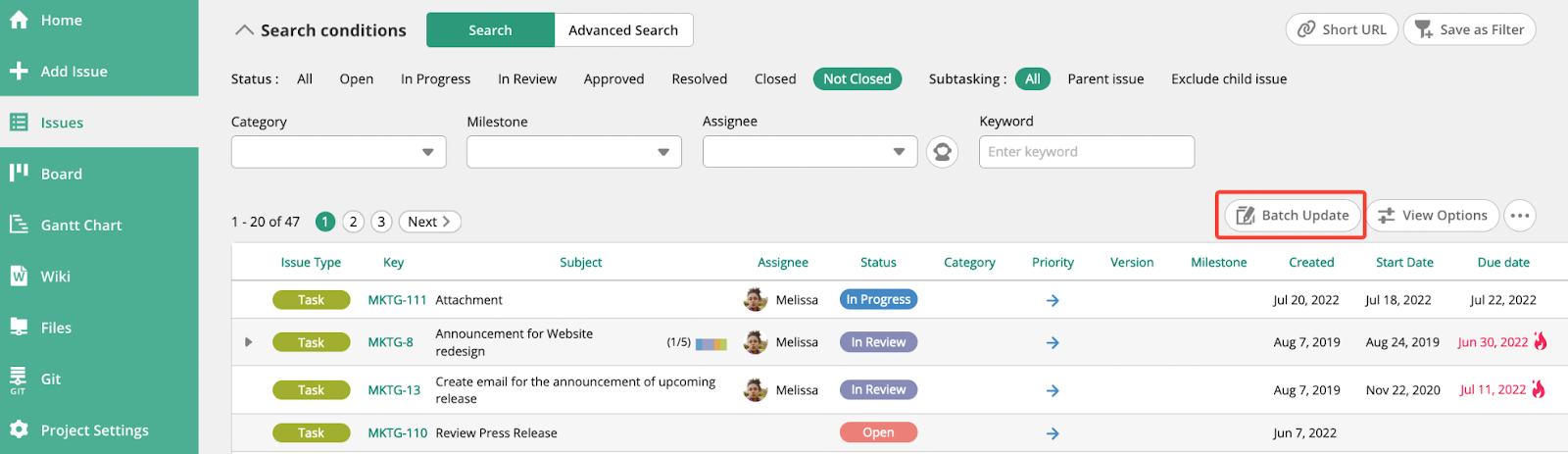 How To Update Multiple Issues At Once In Backlog Faqs And Technical Support Nulab