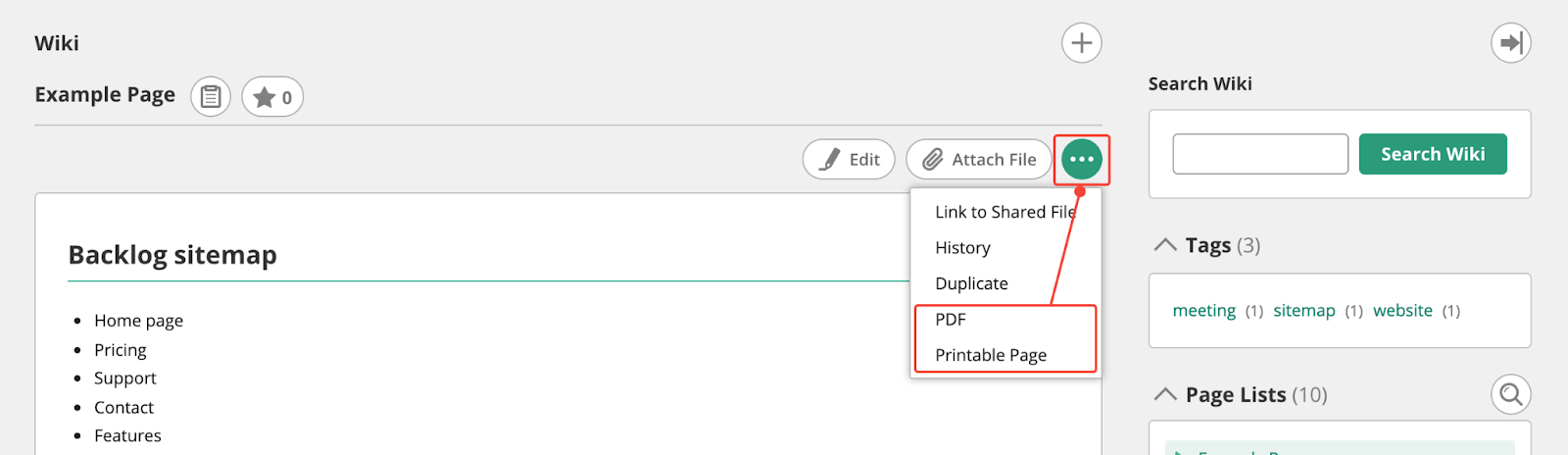How To Search Share Or Export A Wiki In Backlog Faqs And Technical Support Nulab