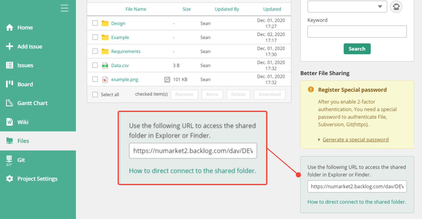 How To Access Backlog Project Files From Your Computer Faqs And Technical Support Nulab