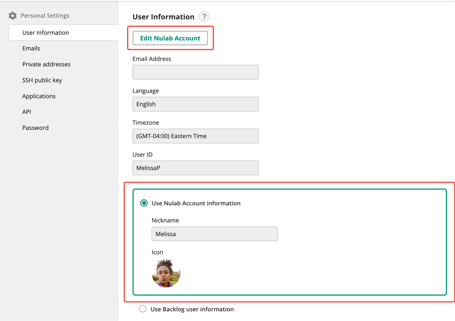 How To Update Your Personal Settings In Backlog Faqs And Technical Support Nulab